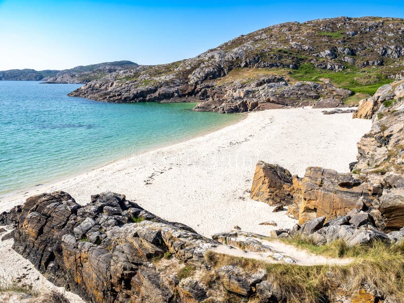Secluded Beach in Achmelvich Bay, Scotland Stock Image - Image of white ...