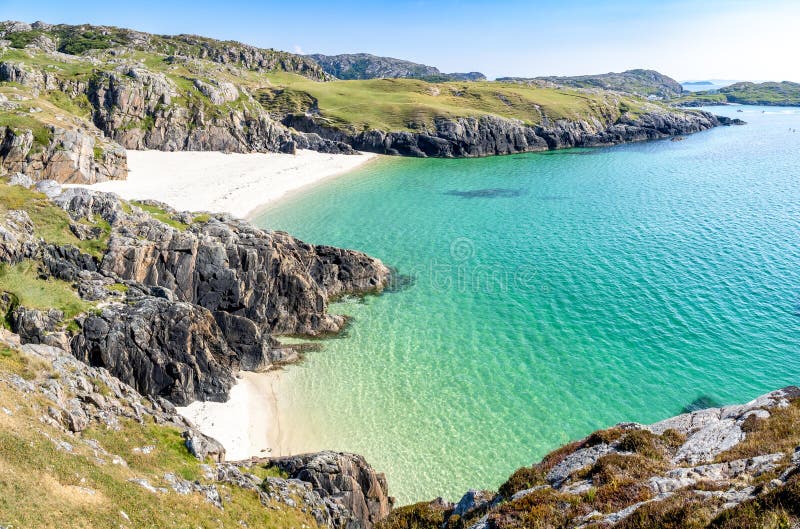 Secluded Beach in Achmelvich Bay, Scotland Stock Image - Image of beach ...