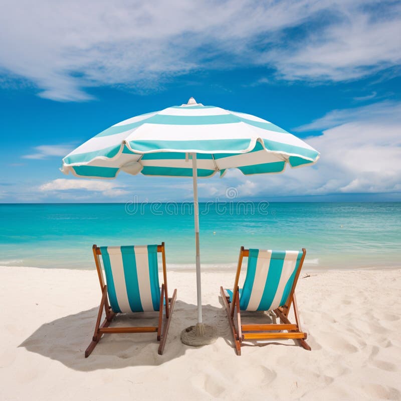 Secluded Beach Paradise Under Sun Stock Illustration - Illustration of ...