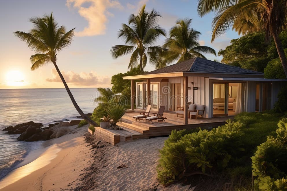 Secluded Beachfront Getaway Stock Illustration - Illustration of travel ...