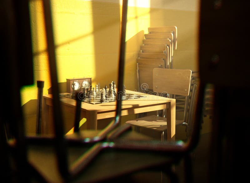Secluded Chess Game between Stacked Chairs Stock Image - Image of ...