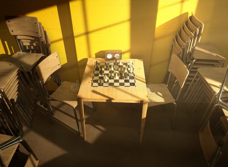 Secluded Chess Game between Stacked Chairs Stock Image - Image of ...
