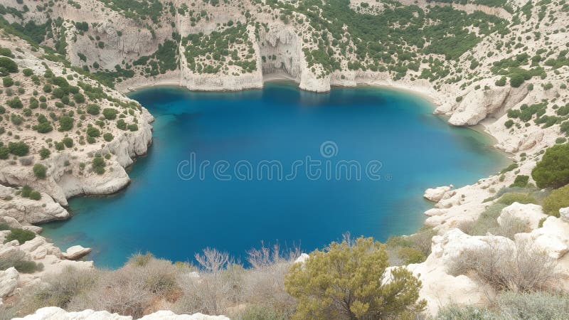 A Secluded Cove with Crystal Clear Blue Water Stock Illustration ...
