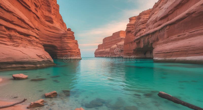 Secluded Cove Turquoise Water Red Cliffs Stock Photos - Free & Royalty ...