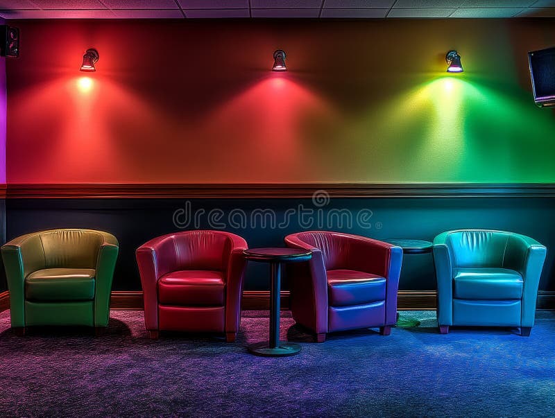 A Secluded Karaoke Room with a U-shaped Sofa, Coffee Tables, and Chic ...