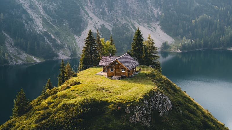 Secluded Mountain Cabins Serene Lake Stock Photos - Free & Royalty-Free ...