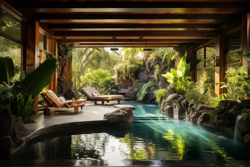 Secluded Resort with Lagoon-Style Pool - AI Generated Stock Image ...