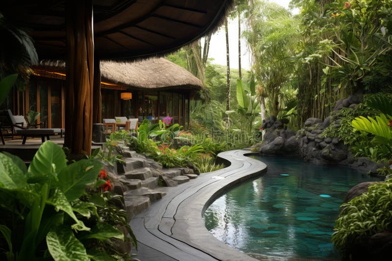 Secluded Resort with Lagoon-Style Pool - AI Generated Stock Photo ...