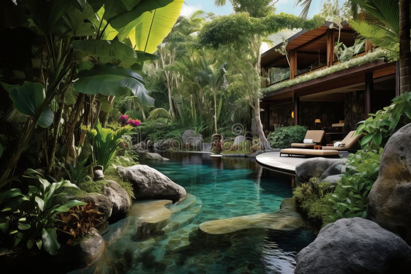 Secluded Resort with Lagoon-Style Pool - AI Generated Stock Photo ...