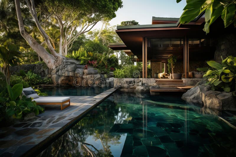 Secluded Resort with Lagoon-Style Pool - AI Generated Stock Photo ...