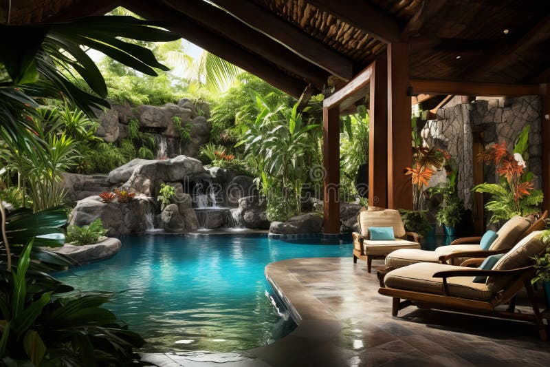 Secluded Resort with Lagoon-Style Pool - AI Generated Stock Photo ...