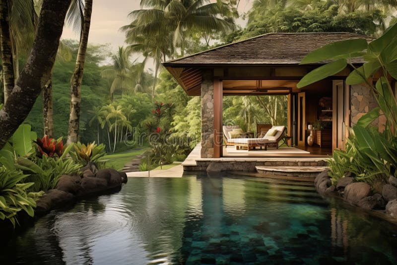 Secluded Resort with Lagoon-Style Pool - AI Generated Stock Photo ...