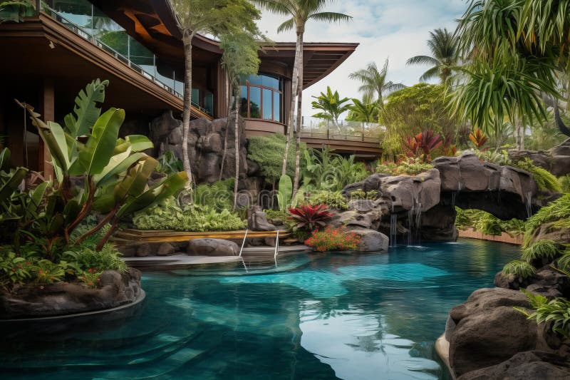 Secluded Resort with Lagoon-Style Pool - AI Generated Stock Photo ...