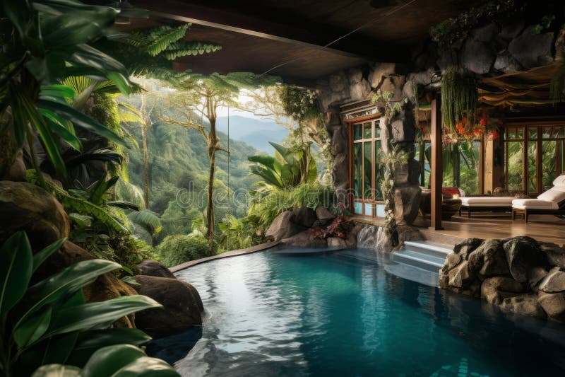 Secluded Resort with Lagoon-Style Pool - AI Generated Stock Photo ...