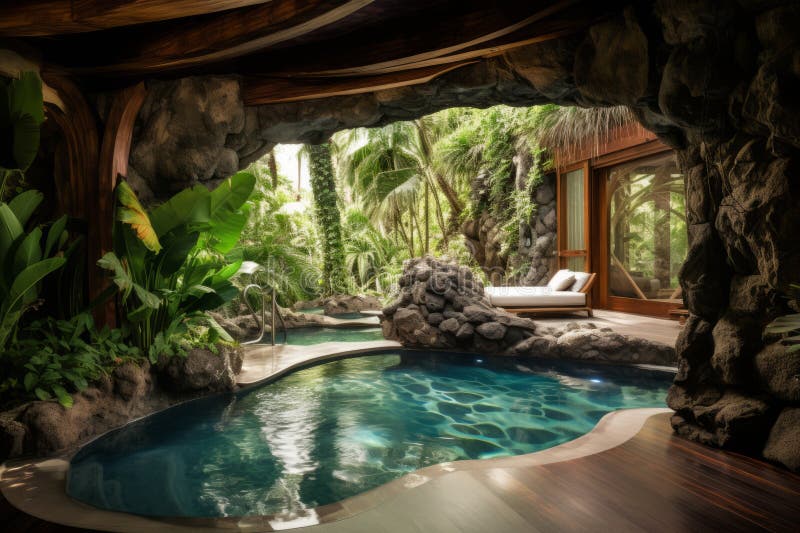 Secluded Resort with Lagoon-Style Pool - AI Generated Stock Image ...