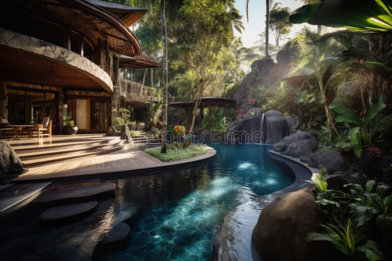 Secluded Resort with Lagoon-Style Pool - AI Generated Stock Photo ...
