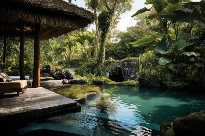 Secluded Resort with Lagoon-Style Pool - AI Generated Stock Image ...