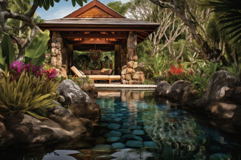 Secluded Resort with Lagoon-Style Pool - AI Generated Stock Image ...