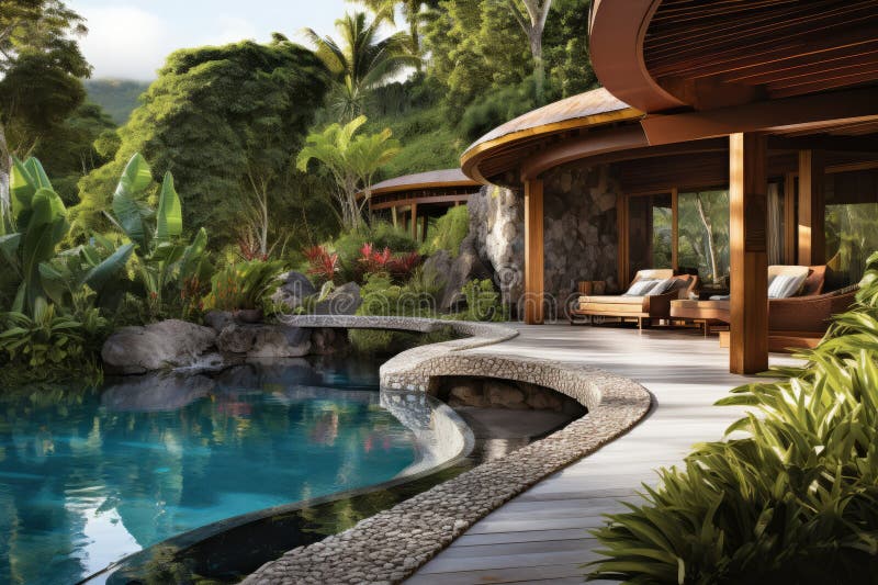 Secluded Resort with Lagoon-Style Pool - AI Generated Stock Image ...