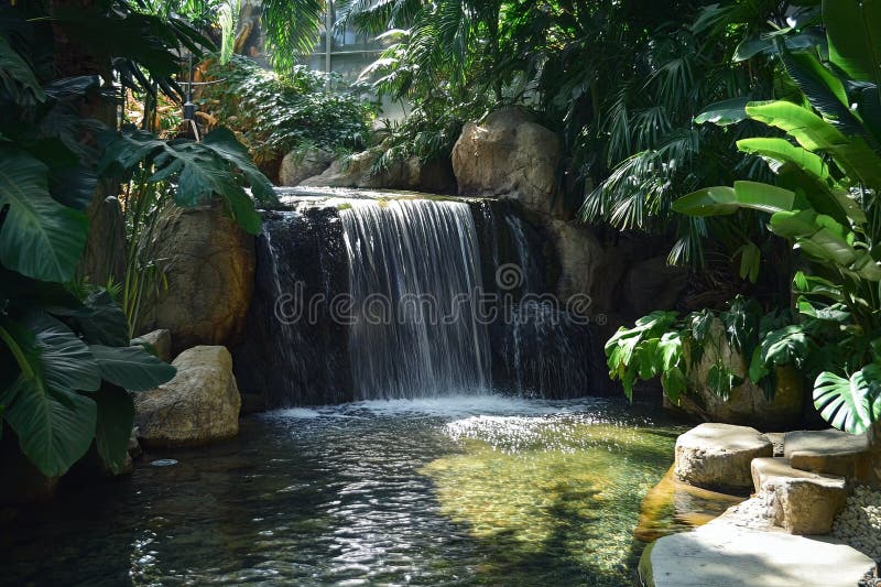 A Secluded Waterfall Cascading into a Pool of Clear Water Surrounded ...