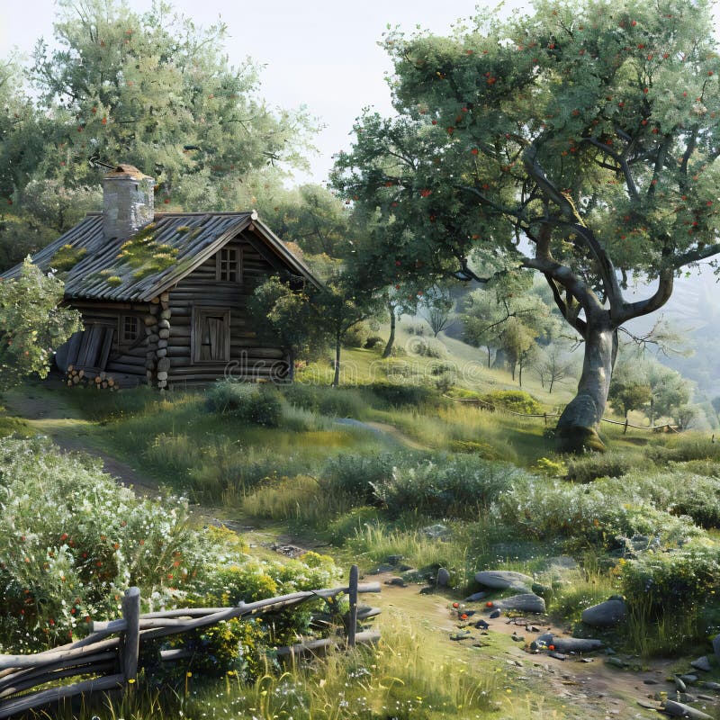 Secluded Woodland Setting Features Rustic Log Cabin Surrounded ...