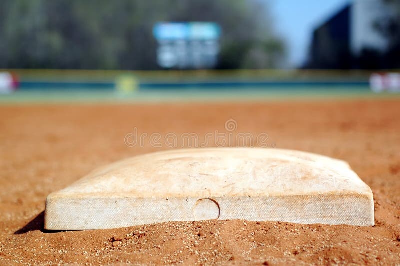 Second Base Bag on Baseball Field Stock Photo - Image of field, leagues ...