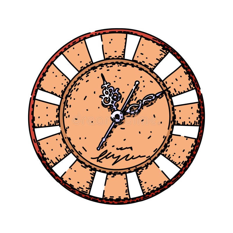Second Clock Sketch Hand Drawn Vector Stock Vector - Illustration of ...