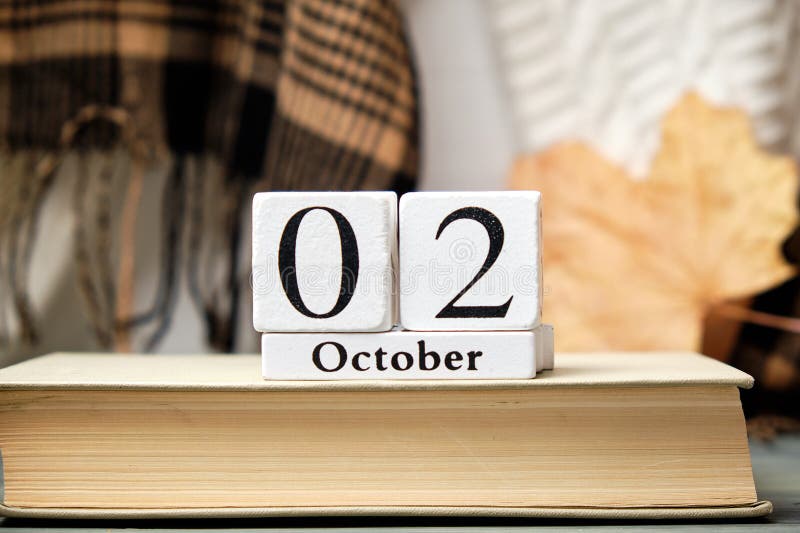 Second Day of Autumn Month Calendar October Stock Image - Image of ...