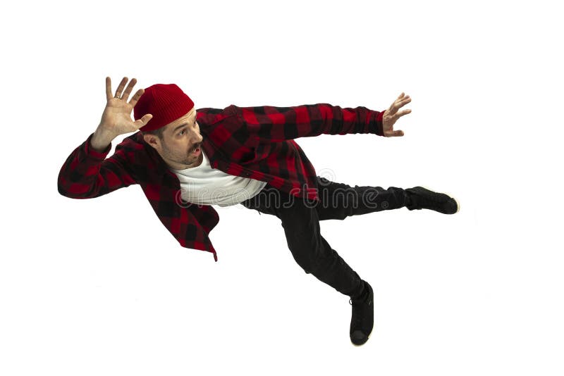 A Second before Falling - Young Man Falling Down with Bright Emotions ...