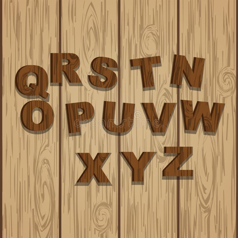 Second Half Grunge Wooden Alphabet Stock Vector - Illustration of font ...
