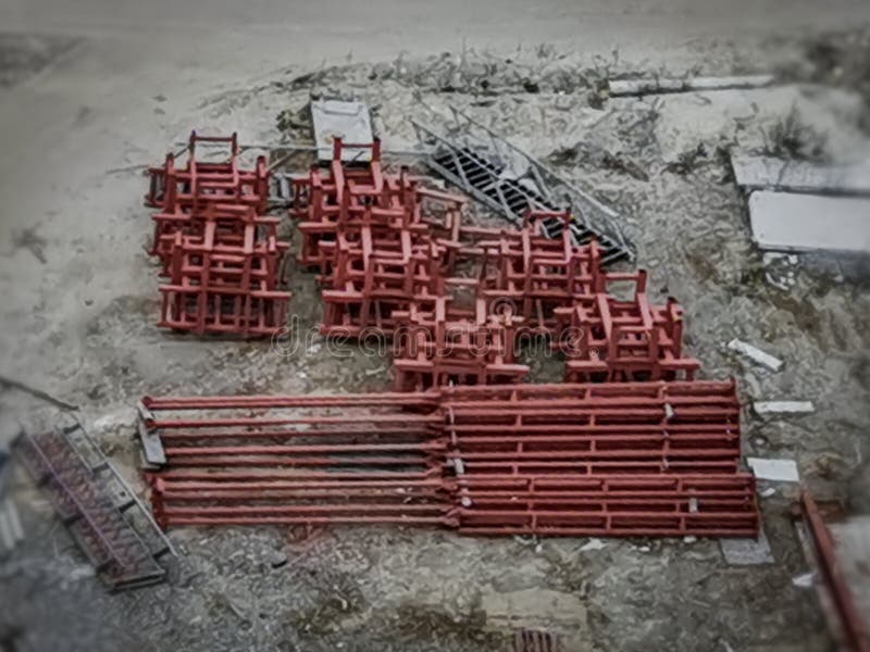 Second-hand Building Metal Structures Stacked at a Construction Site ...