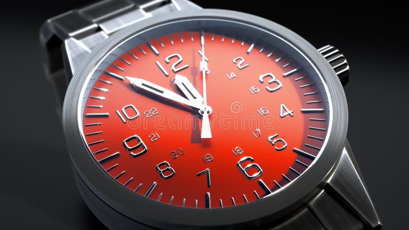 The Second Hand of the Clock Close-up, the Movement of Time. Red Dial ...