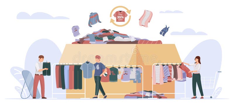 Second Hand Clothes Concept Stock Vector - Illustration of icons ...