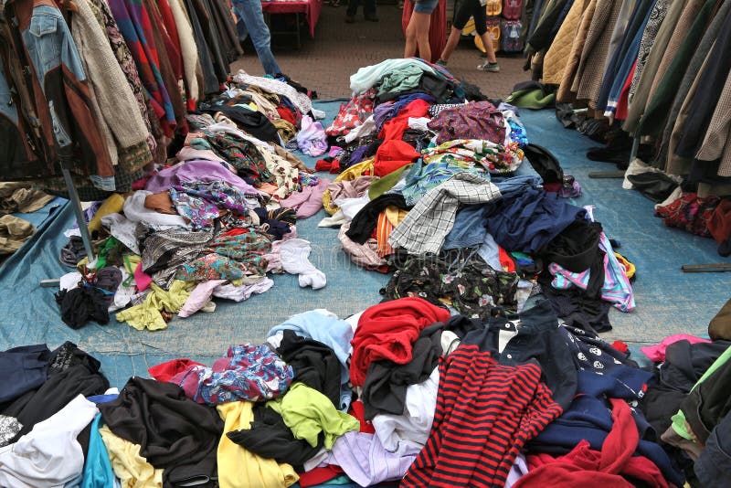 Pile Of Second Hand Clothes Stock Image - Image of stall, grab: 40652253