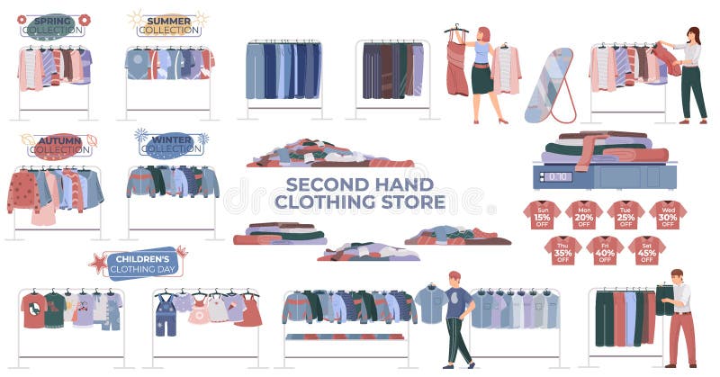 Second Hand Clothes Concept Stock Vector - Illustration of icons ...