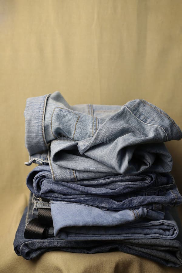 Second Hand Clothes are Stacked on Top of Each Other, Denim in ...