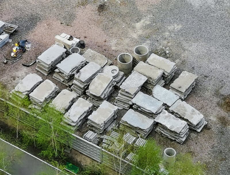 Second-hand Concrete Building Structures Stacked at a Construction Site ...