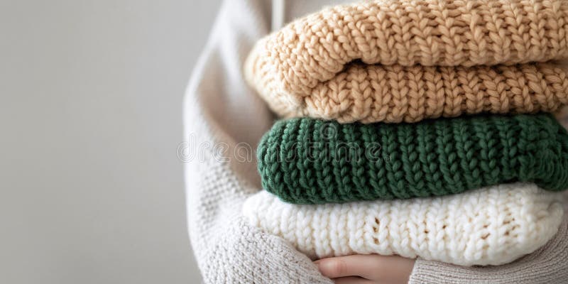 Stack of Second Hand Sweaters in Earthy Colors Stock Photo - Image of ...