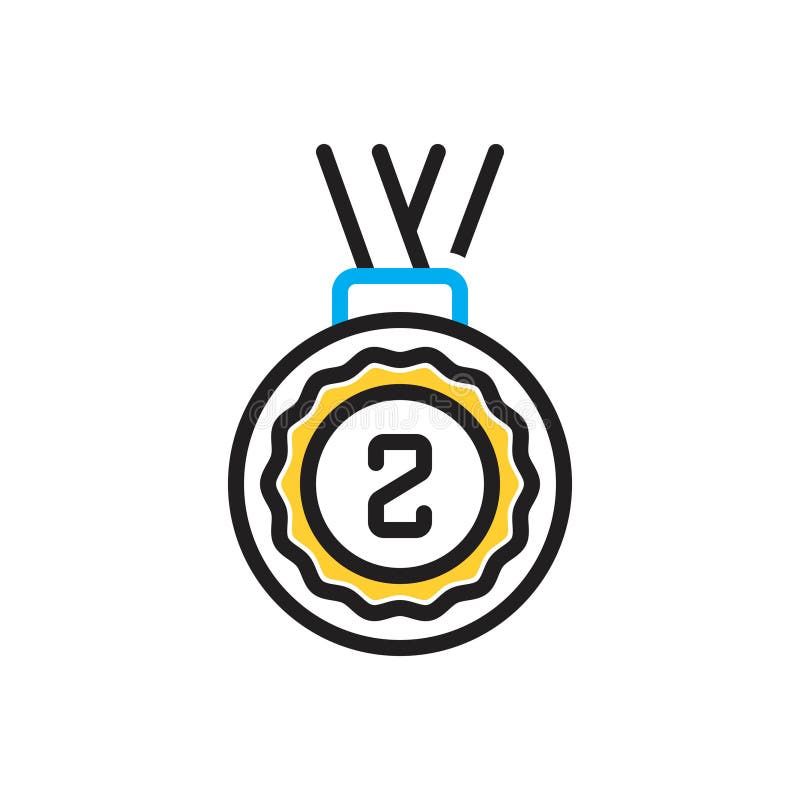 Multi Color Icon for Second, Winner and Success Stock Illustration ...