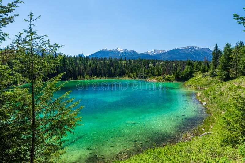 Valley of the Five Lakes. Tranquil Turquoise Lake in Jasper National ...
