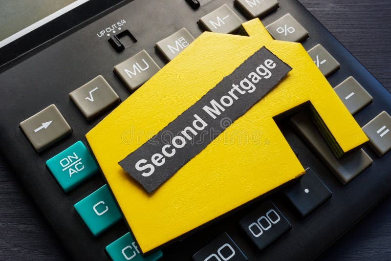 Second Mortgage Inscription, Calculator and Model of House. Stock Image ...