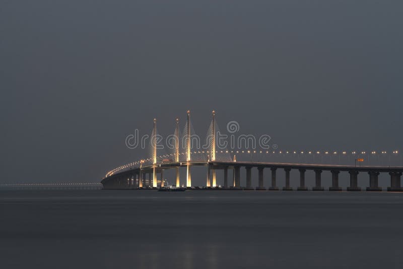 Second Penang Bridge stock image. Image of night, world - 57990095