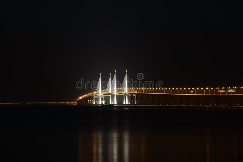 Second Penang Bridge stock image. Image of work, sunrise - 57990445