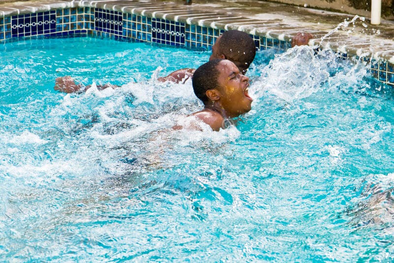Swimming Second Place Family Finish Stock Photo - Image of exercise ...
