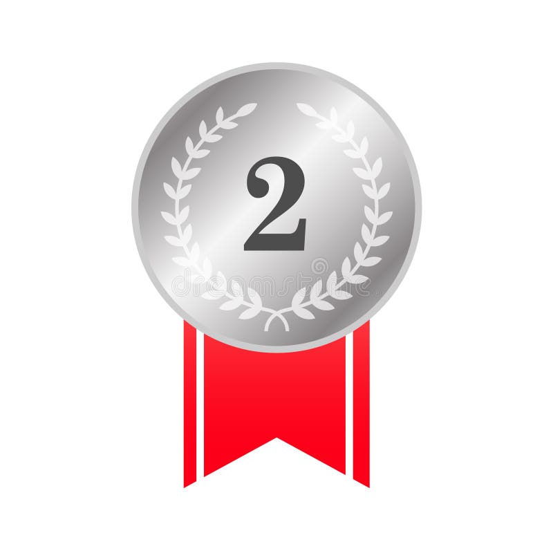 Second Place Medal in Silver Gradation Stock Vector - Illustration of ...