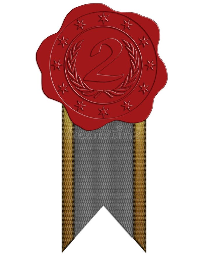 Second Place Red Wax Seal with Ribbon Stock Illustration - Illustration ...