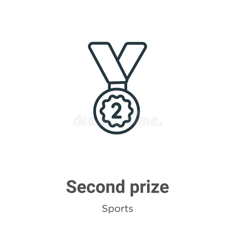 Second Prize Outline Vector Icon. Thin Line Black Second Prize Icon ...