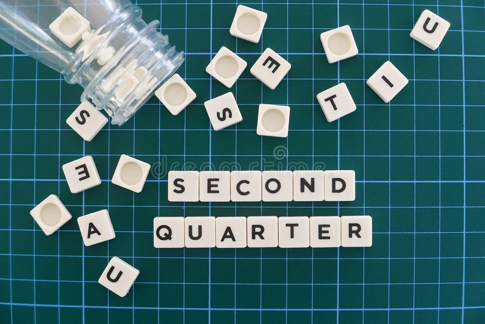 Second Quarter Word Made of Square Letter Word on Green Square Mat ...