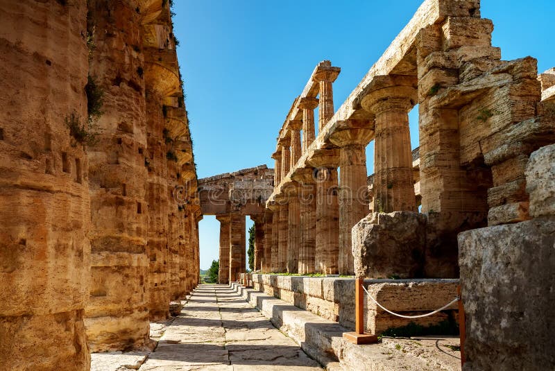 Second Temple of Hera in Paestum Stock Image - Image of column, italian ...