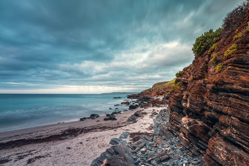 Second Valley Beach at Dusk Stock Image - Image of adelaide, clouds ...